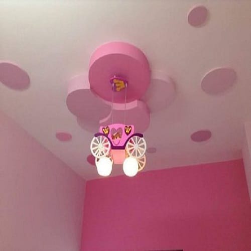 Pinkish Fall Ceiling For Girls Room